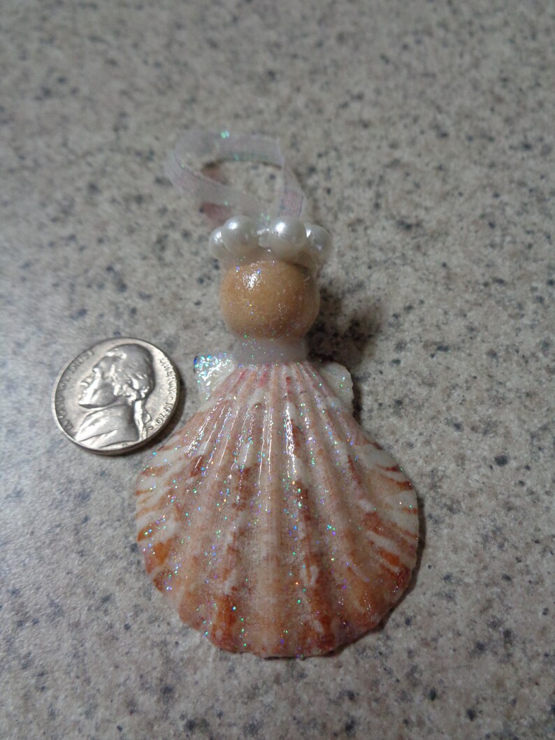 Small Iridescent Pectin Shell Angel Christmas Tree Ornament | Etsy