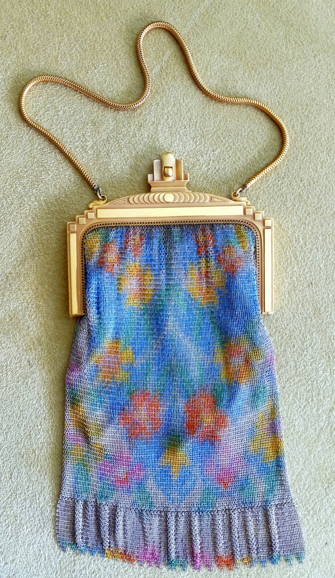 Whiting Davis 1920's Era Fine Metal Mesh Handbag Wristlet Evening Purse ...