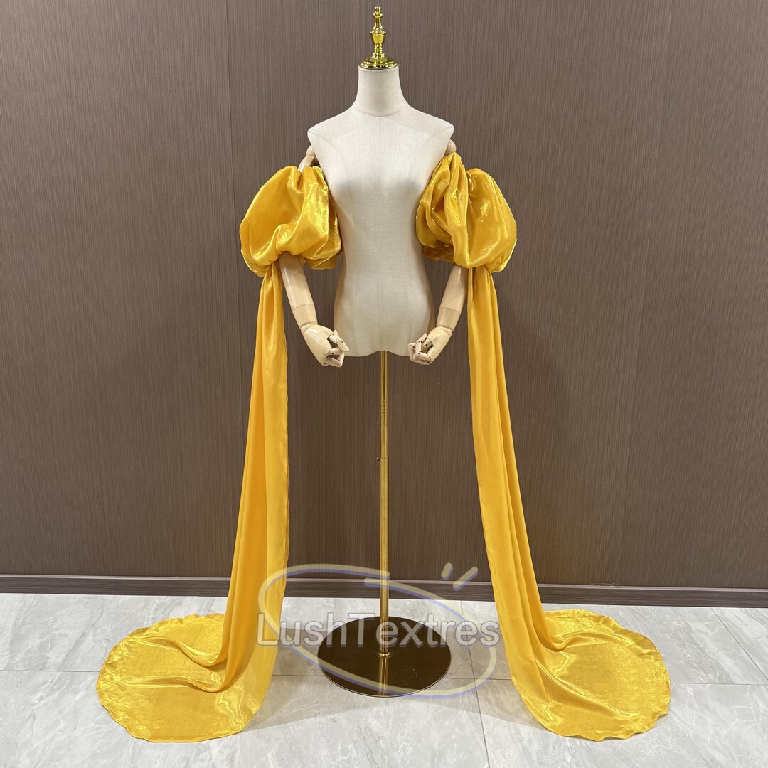 Off-shoulder Gold Sleeves With Train Pop Sleeves Detachable Sleeves for ...