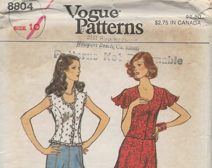 Vogue Pattern 8804 Circa 1970s Eight Gore Skirt and Camisole Top Size ...