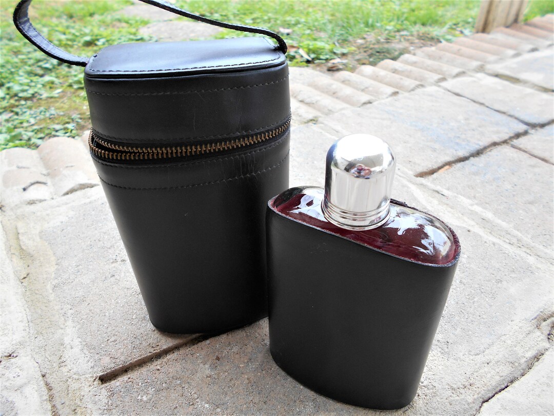 Vintage Beverage Flask Black Case 1970s - Etsy