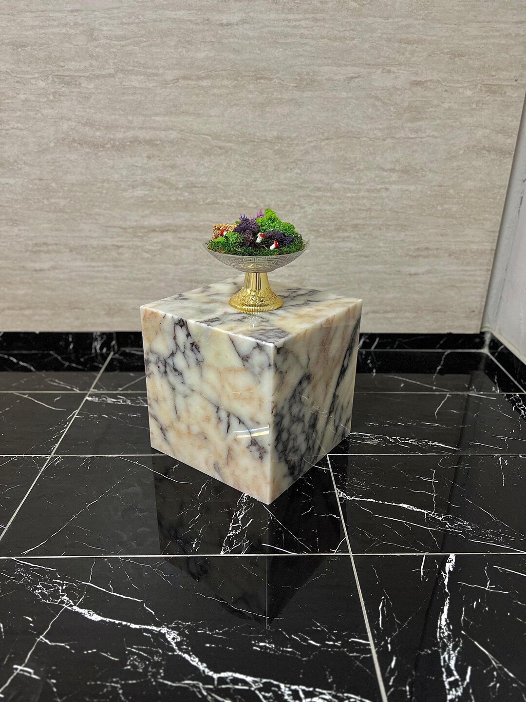 CUBE NIGHTSTAND MARBLE, Natural Stone Cubic Side Table, Custom Size ...