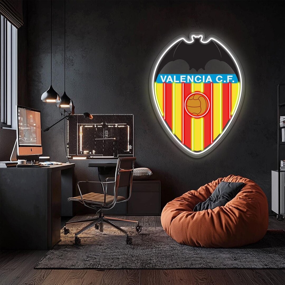 Valencia CF UV Printed Plexi Neon Logo, La Liga League, Football Team ...