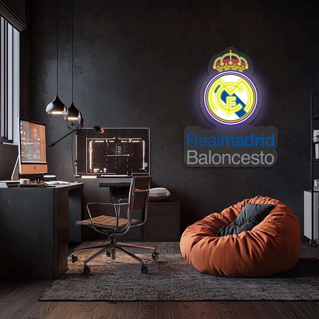 Real Madrid UV Printed Plexi Neon Logo, Euro League Basketball Team ...