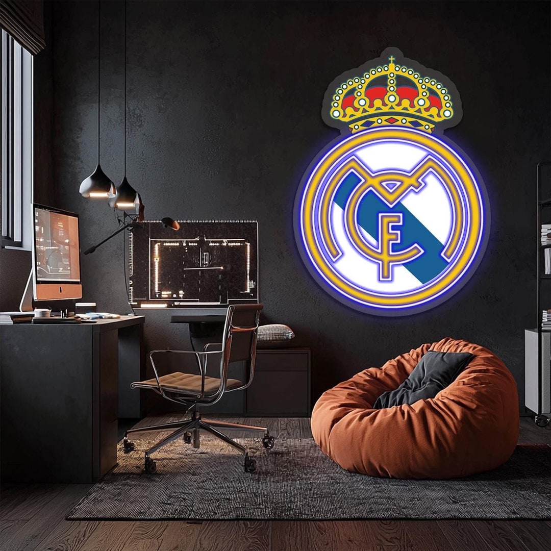 Real Madrid Club UV Printed Plexi Neon Logo, La Liga League, Real ...
