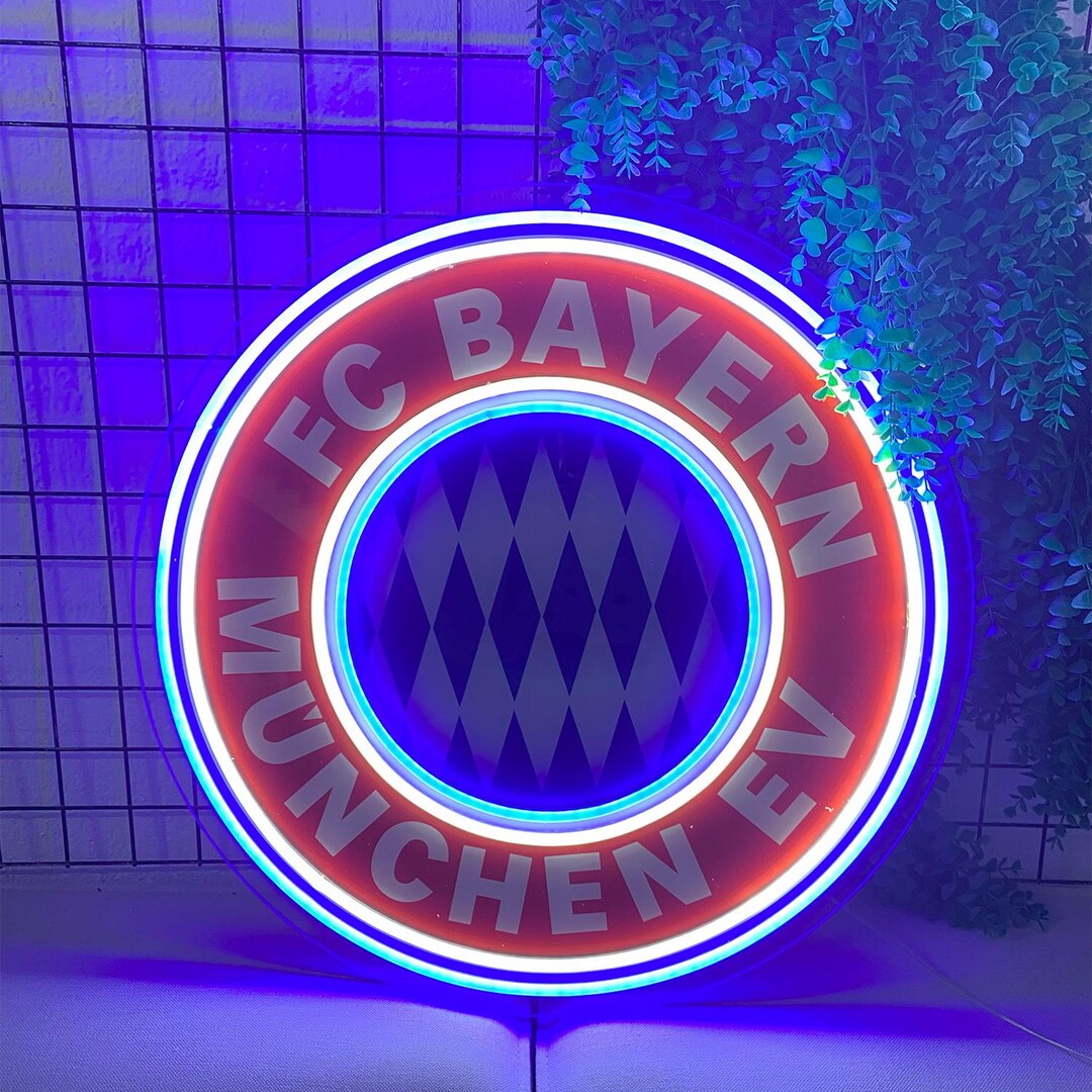 FC Bayern Munchen EV UV Printed Plexi Neon Logo, Bundesliga League ...