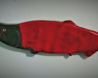 3d Coho Salmon Hand Carved Replica Wall Mount Sculpture Taxidermy ...