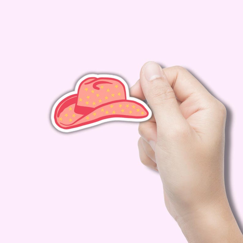 Pink Cowboy Hat Sticker - Western Sticker - Vinyl Sticker, Vinyl Decal ...