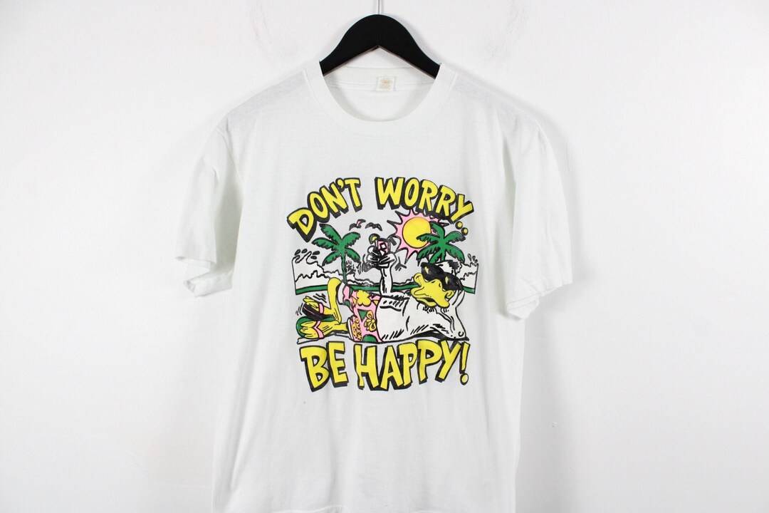 Vintage Cartoon Duck 'don't Worry Be Happy' Shirt - Retro Graphic Tee ...