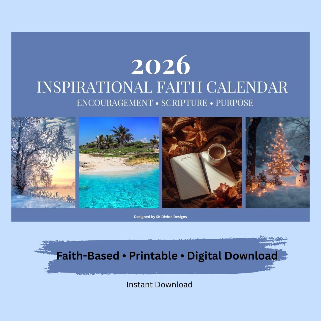 2026 Inspirational Bible Verse Calendar | Faith-based Printable Wall ...