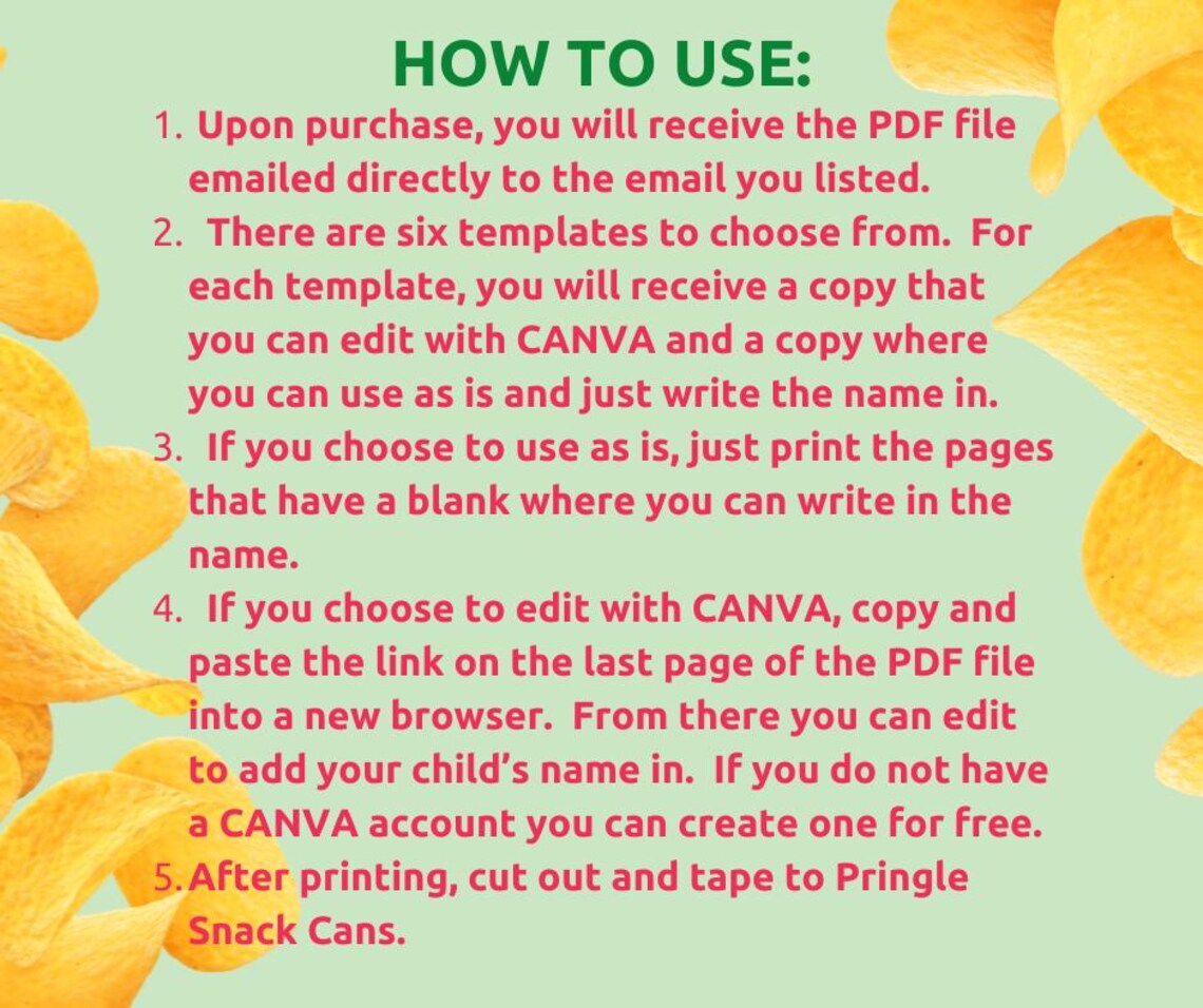 Pringles Valentine Printable, Snack Size Chip Labels (instant Download ...