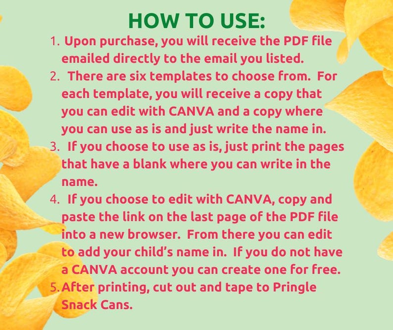 Pringles Valentine Printable, Snack Size Chip Labels (instant Download ...