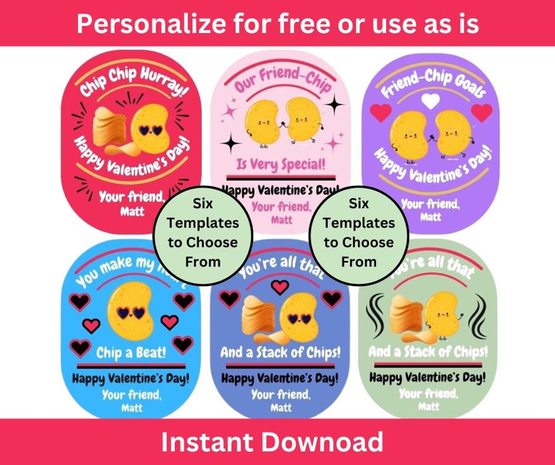 Pringles Valentine Printable, Snack Size Chip Labels (instant Download ...