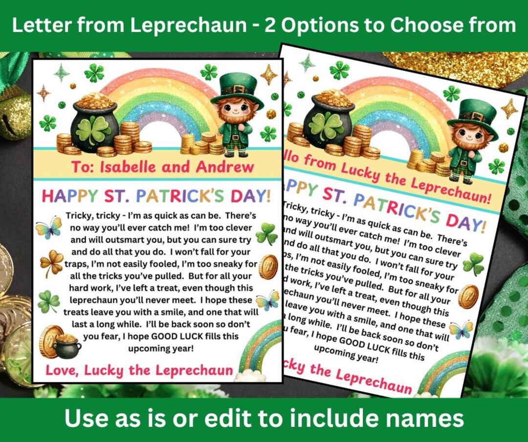 Editable Leprechaun Letter Instant Download St. Patrick's Day Editable ...