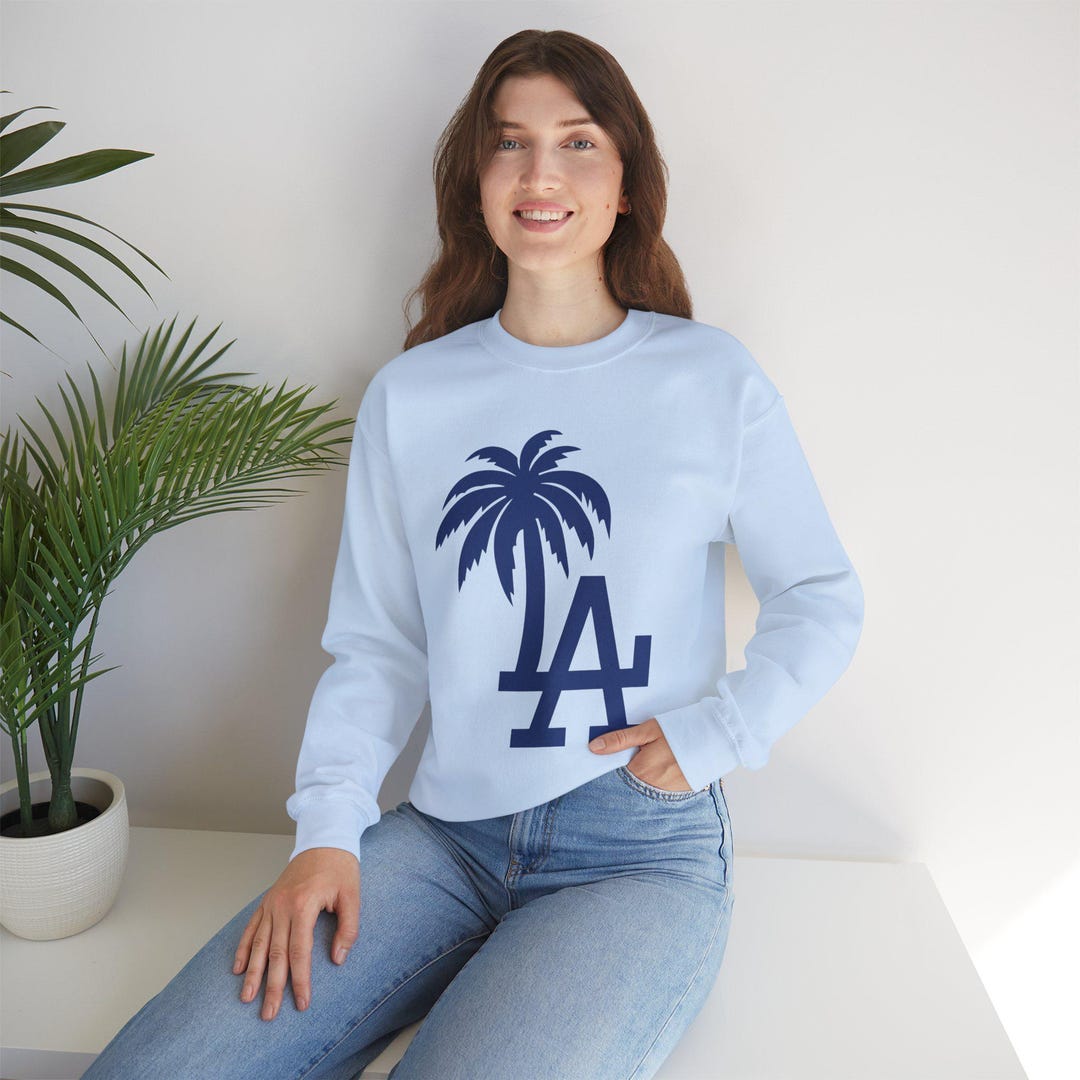 LA Dodgers Palm Tree Sweatshirt, Unisex Crewneck, Dodger Blue, Baseball ...