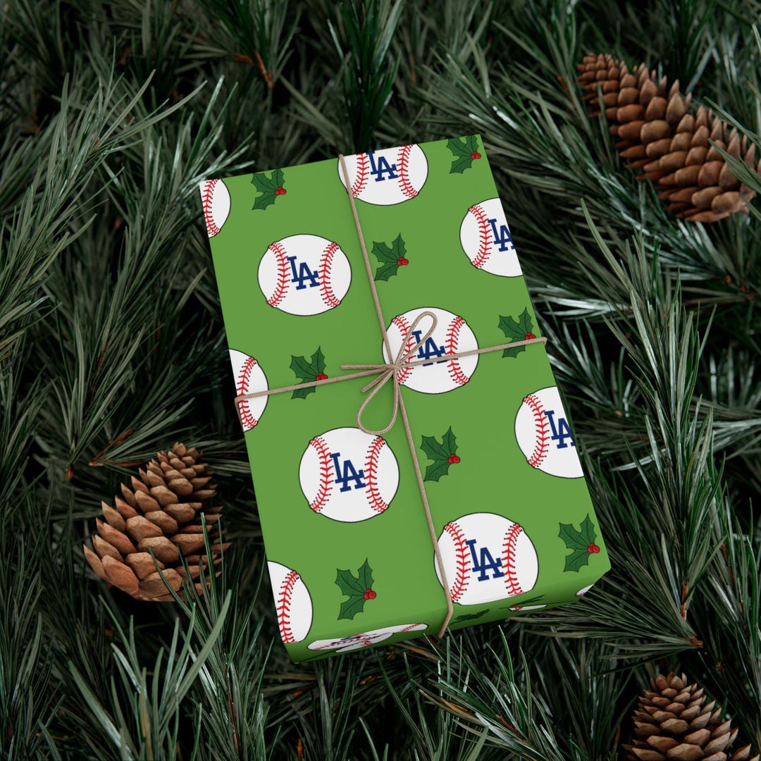 Christmas LA Dodgers Holly Berry Wrapping Paper, Gift Wrap, Holiday ...