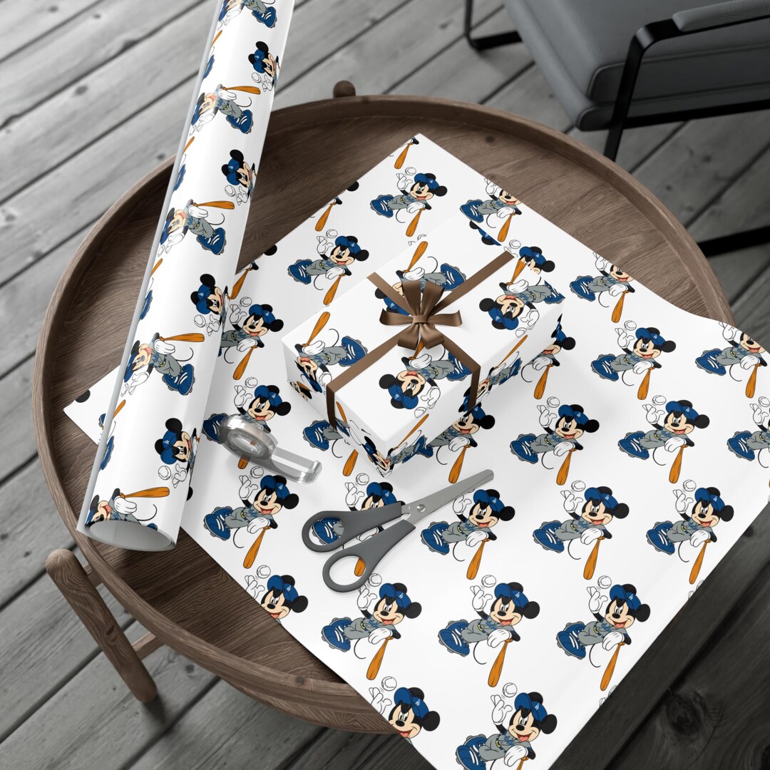 Wrapping Paper, Mickey in Dodgers Uniform Gift Wrap, 3 Sizes, 2 ...