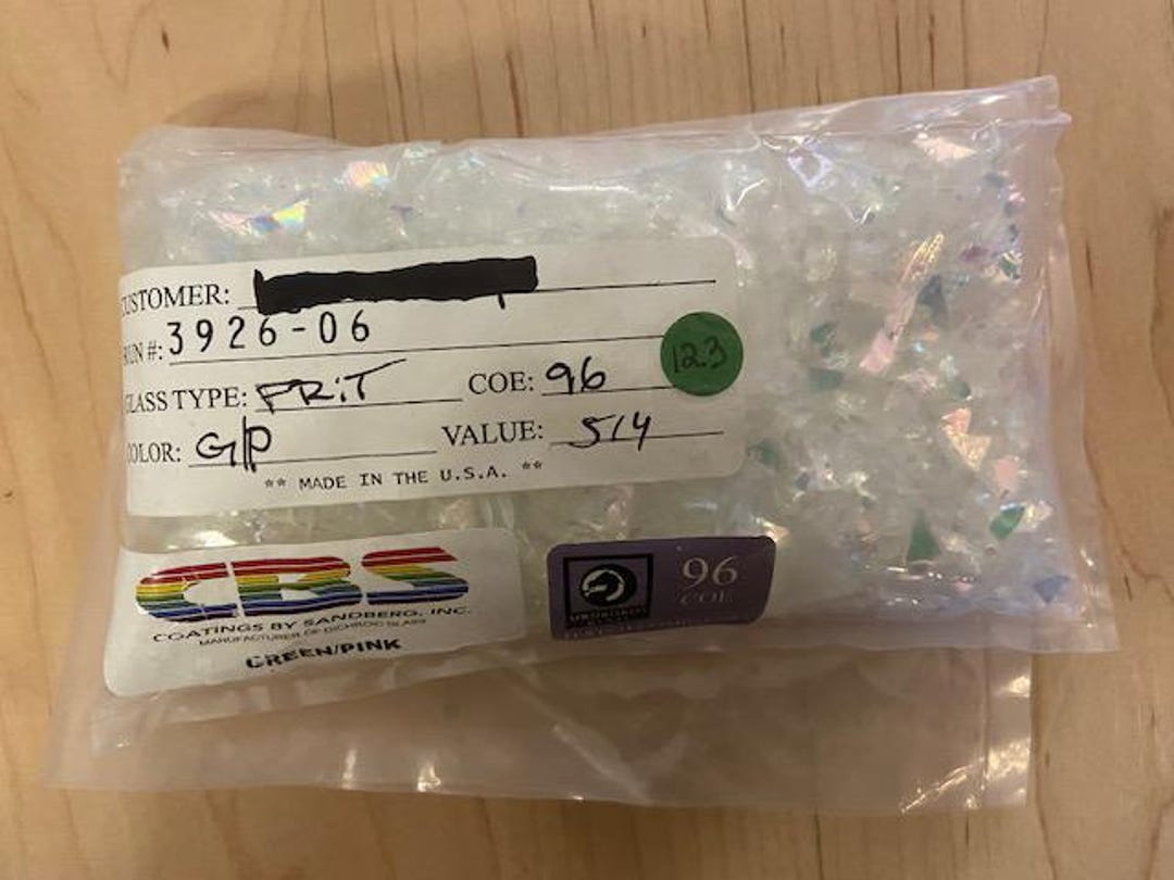 Dichroic Uroboros COE 96 Green/pink Frit on Clear Glass ‘coarse’ Size ...