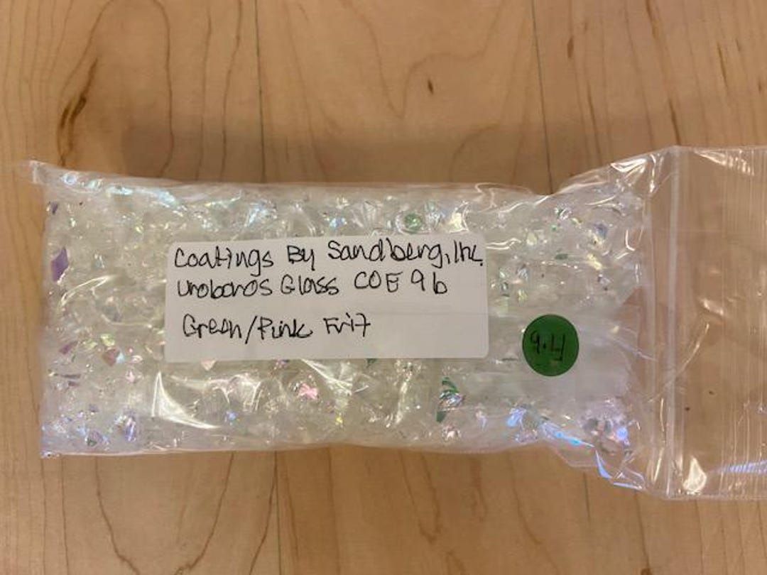 Dichroic Uroboros COE 96 Green/pink Frit on Clear Glass ‘coarse’ Size ...