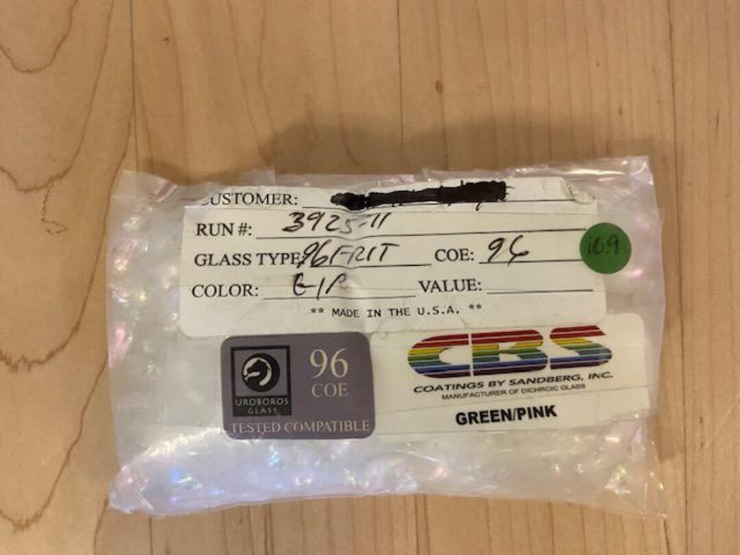 Dichroic Uroboros COE 96 Green/pink Frit on Clear Glass ‘coarse’ Size ...