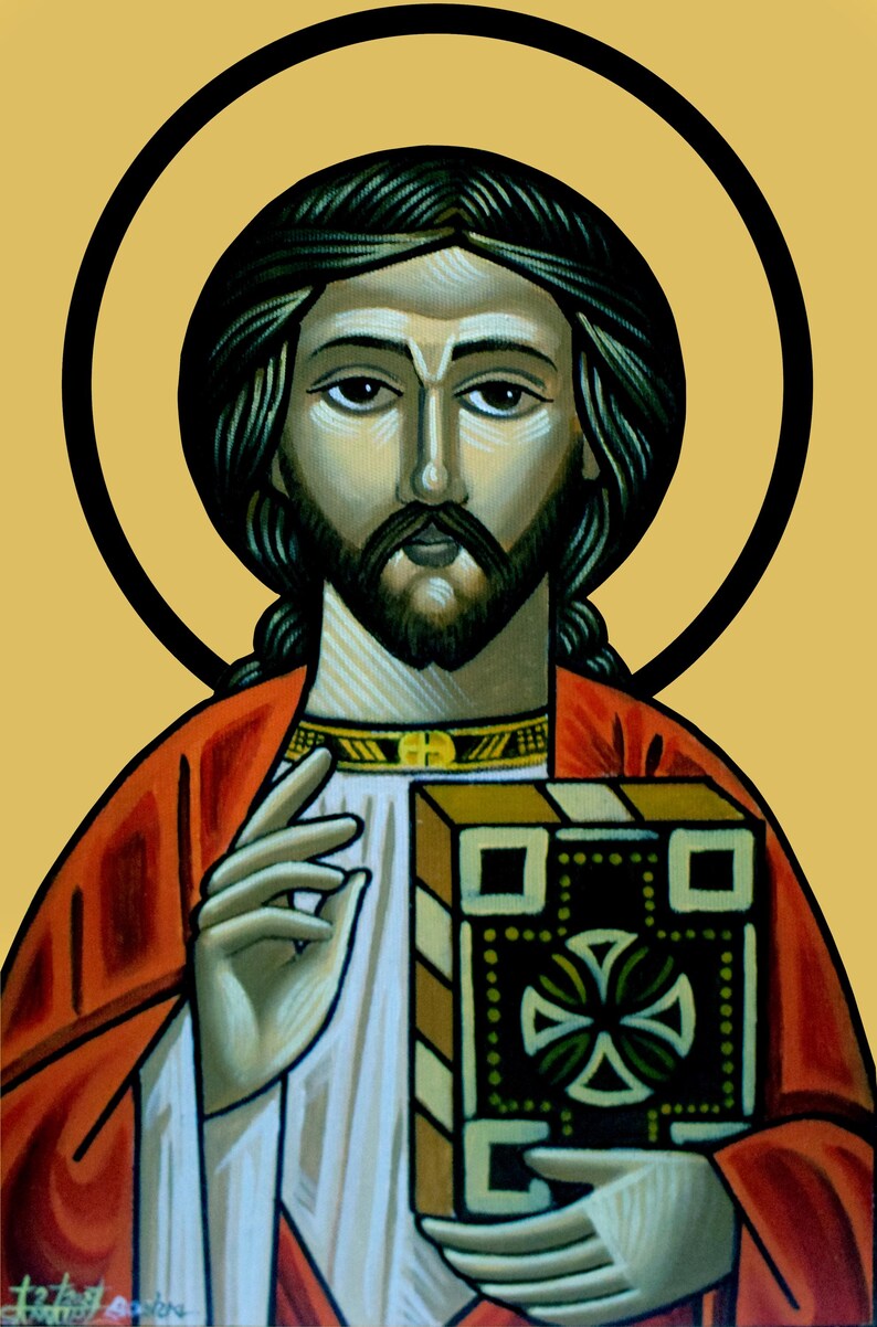 Coptic Jesus Face Icon - Digital Religious Art Print - Orthodox ...