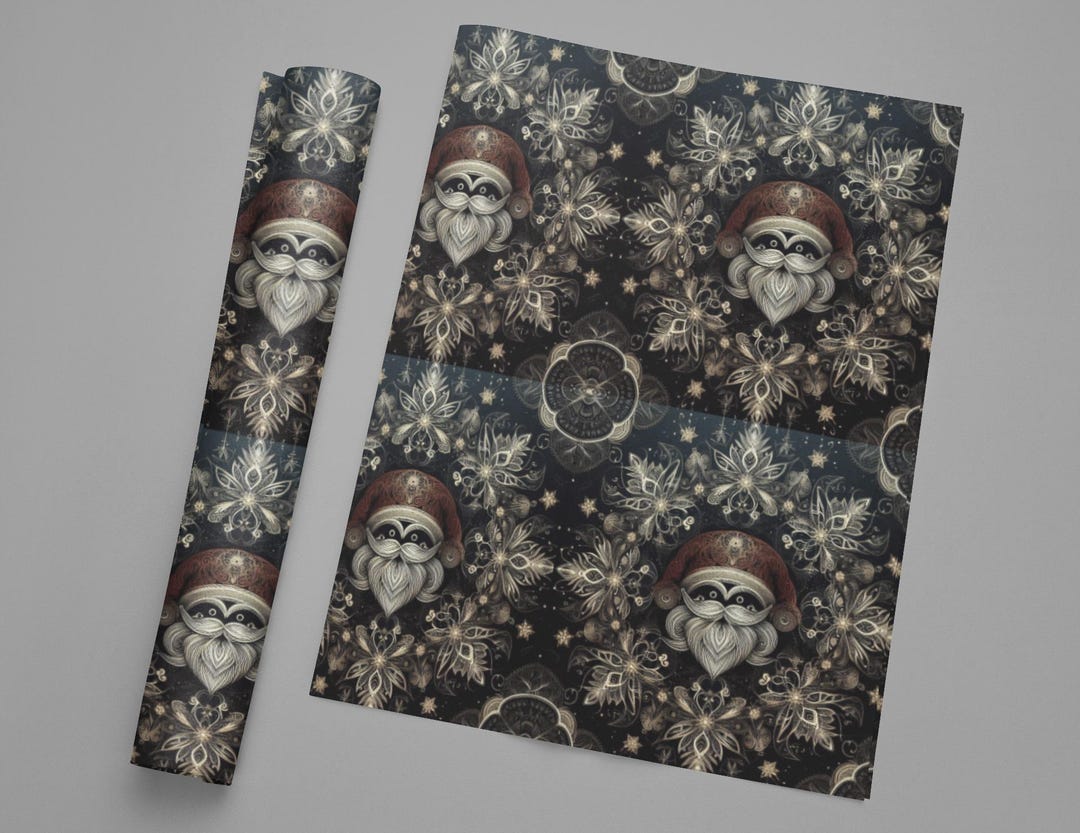 Gothic Santa Christmas Gift Wrap Paper, Dark Holiday Packaging - Etsy