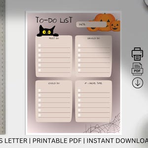 Halloween To-do-list | US LETTER | Printable PDF | Digital To-do-list ...