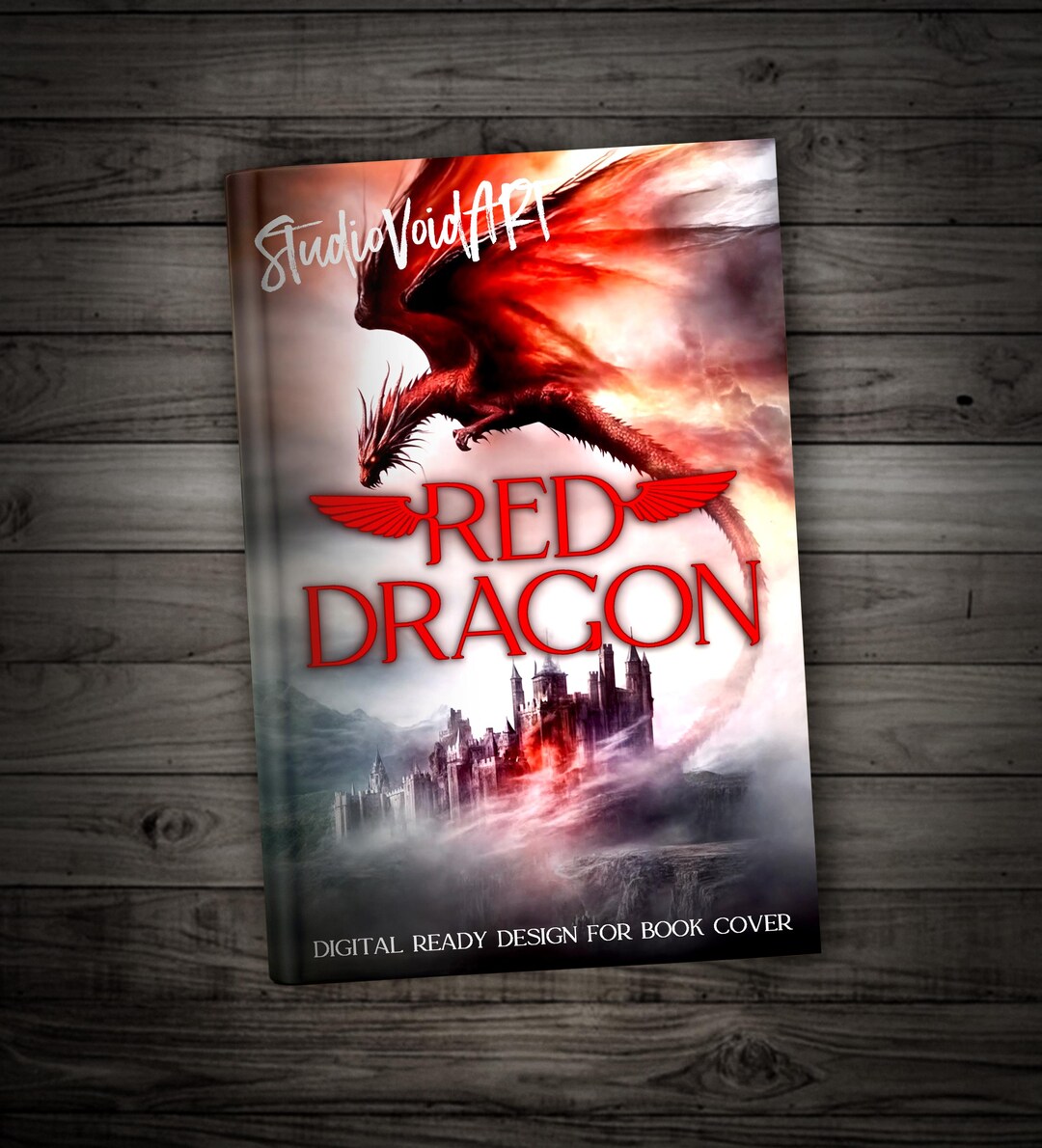 Fantasy Book Cover – Premade Red Dragon Over Castle Design for Epic ...