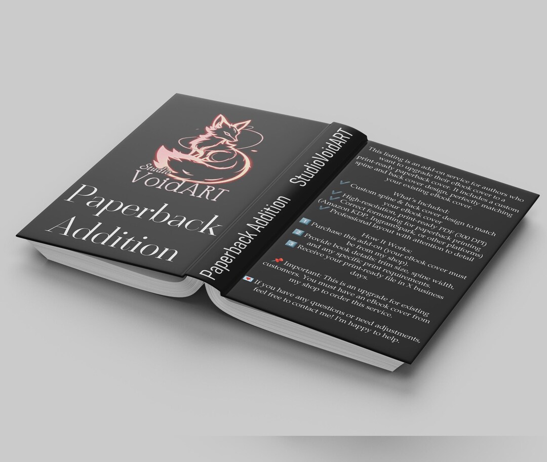 Paperback Book Cover Design: Custom Spine & Back (PDF) - Etsy