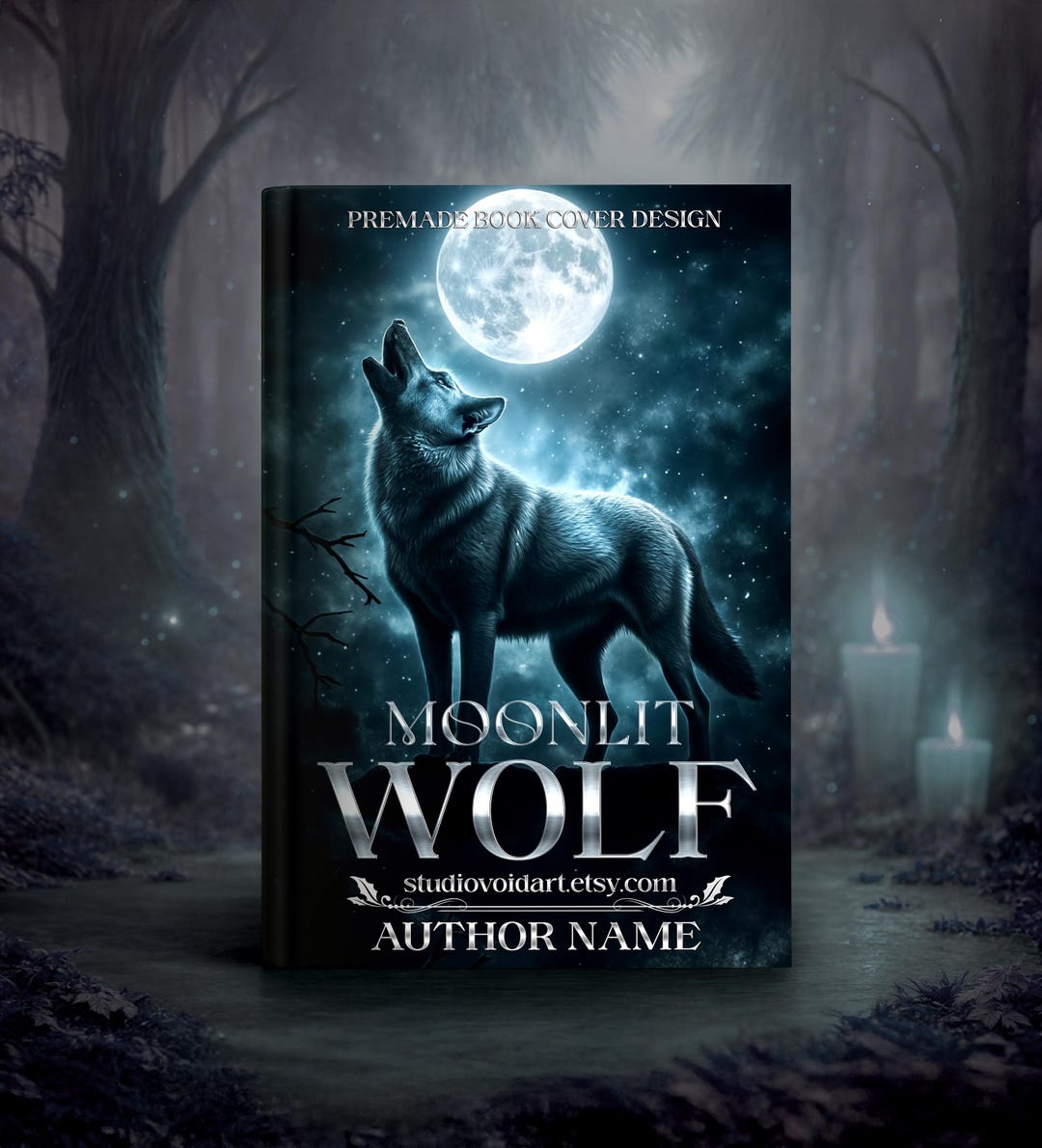 Book Cover Design Wolf and Moon - Unique Dark Fantasy Art - Ebook ...