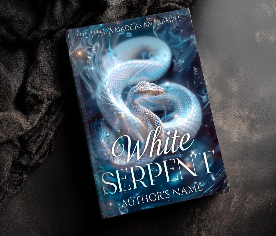 Premade Fantasy Book Cover Design – White Serpent in Ethereal Waters ...