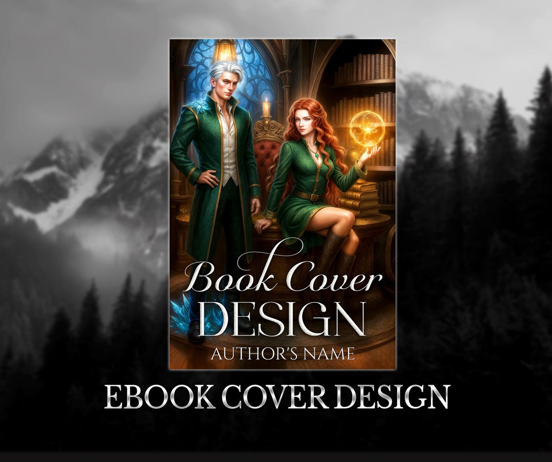 Premade Fantasy Romance Book Cover Design, Romantasy Couple in Magic ...