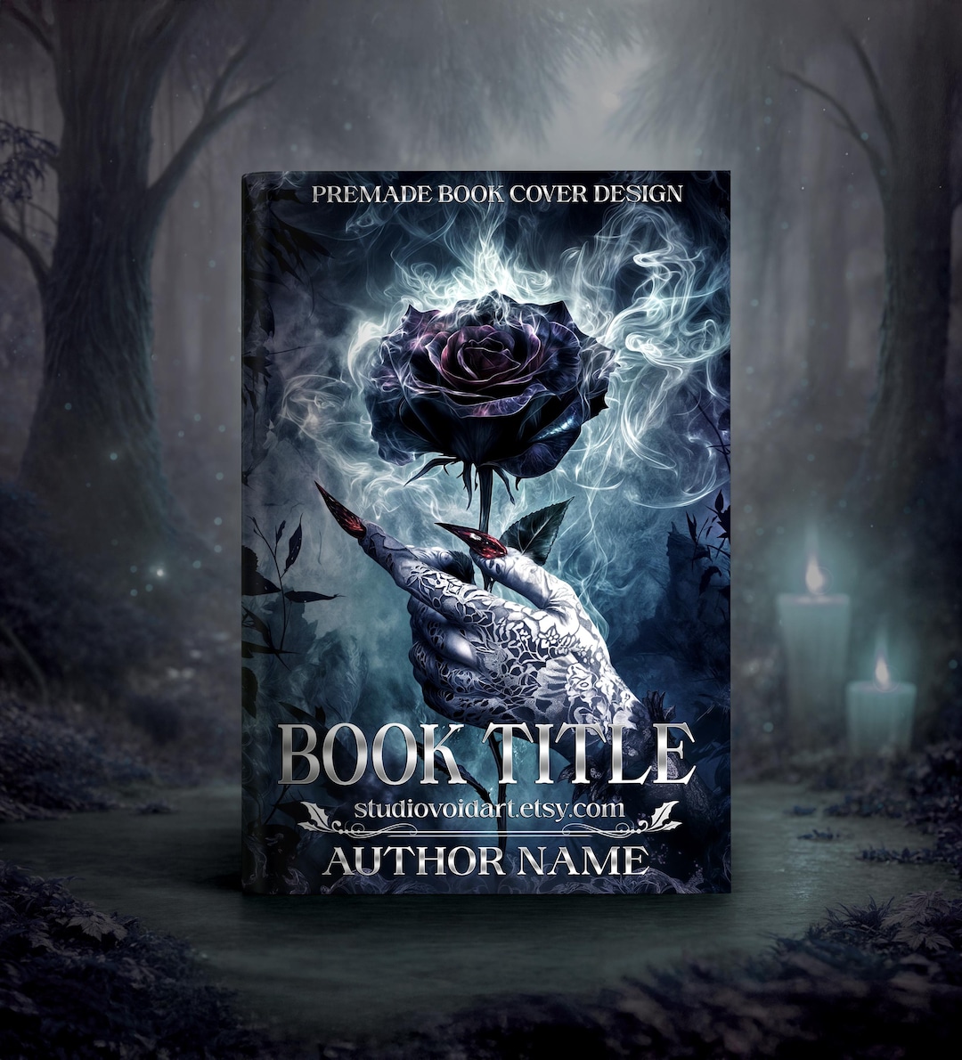 Customizable Book Cover With a Beautiful Quality Image of a Black Rose ...