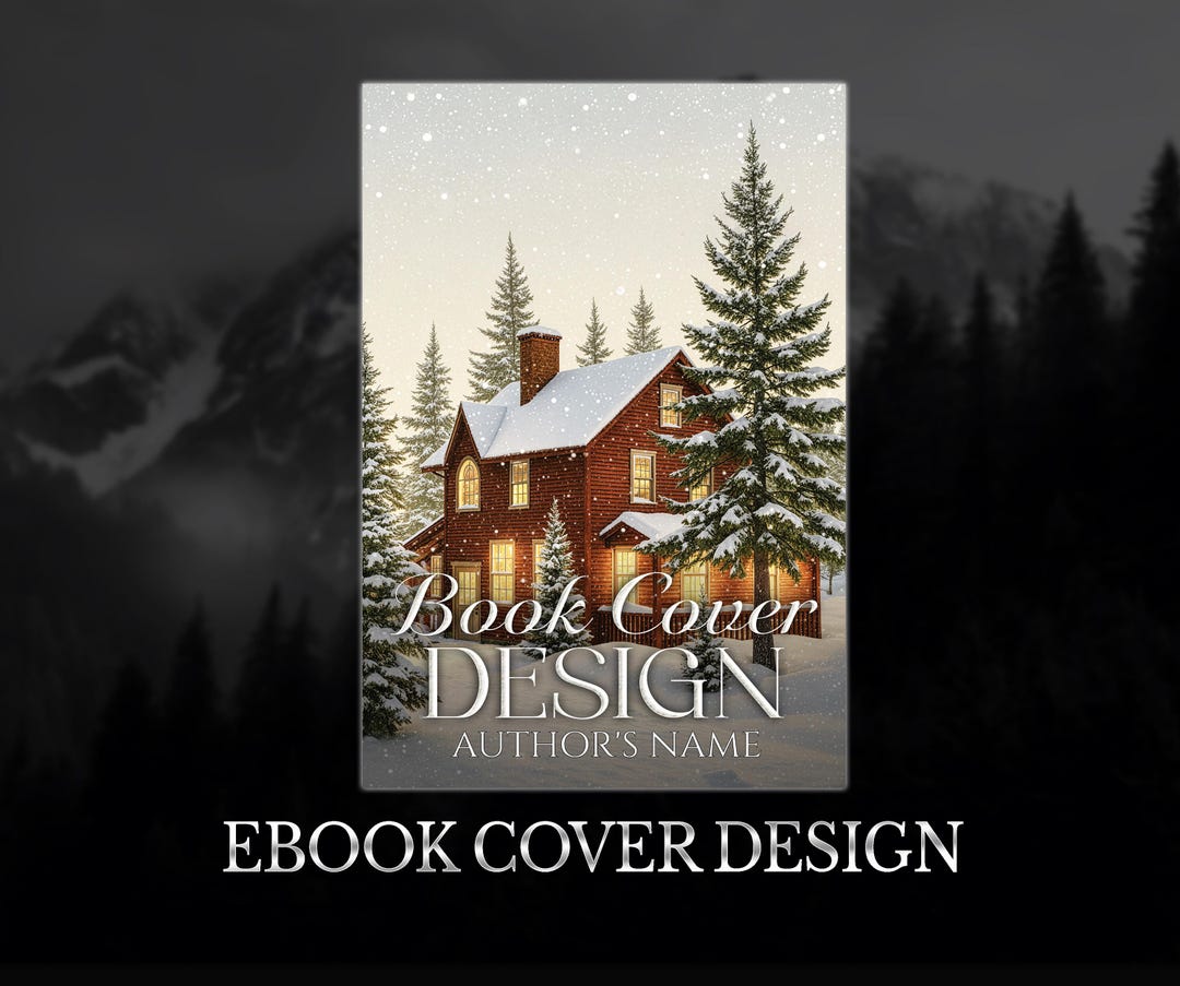 Premade Digital Book Cover Winter Cabin Snowy Forest Cozy Holiday ...