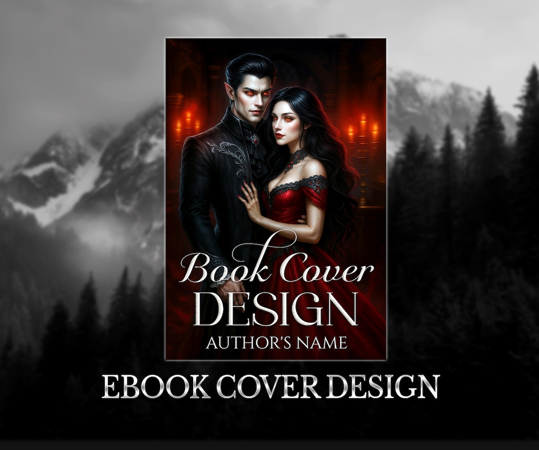 Premade Digital Book Cover Template – Gothic Vampire Couple, Dark ...