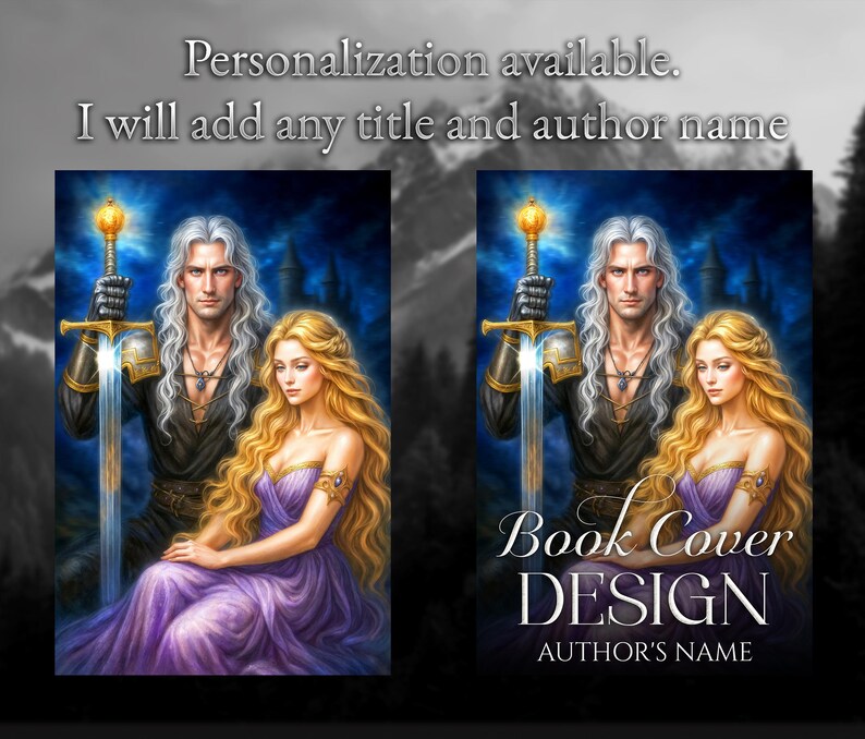 Premade Romantasy Book Cover, Fantasy Couple Castle Sword Art (digital ...