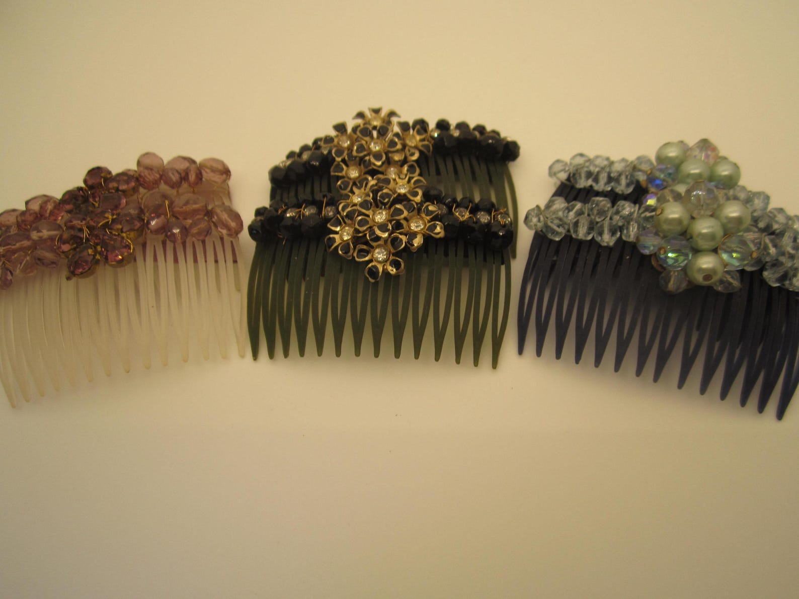 Vintage Handmade Hair Combs Made From High End Old Clip-on Earrings ...