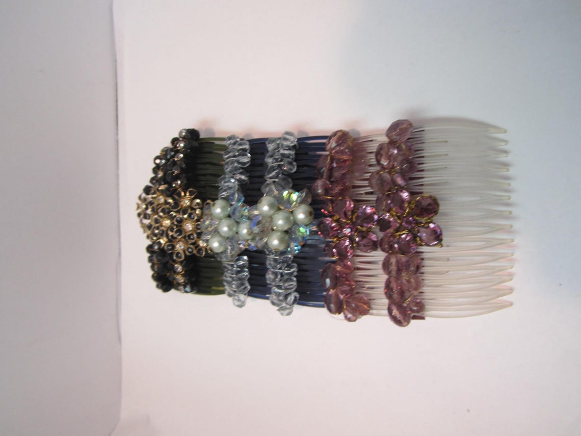 Vintage Handmade Hair Combs Made From High End Old Clip-on Earrings ...