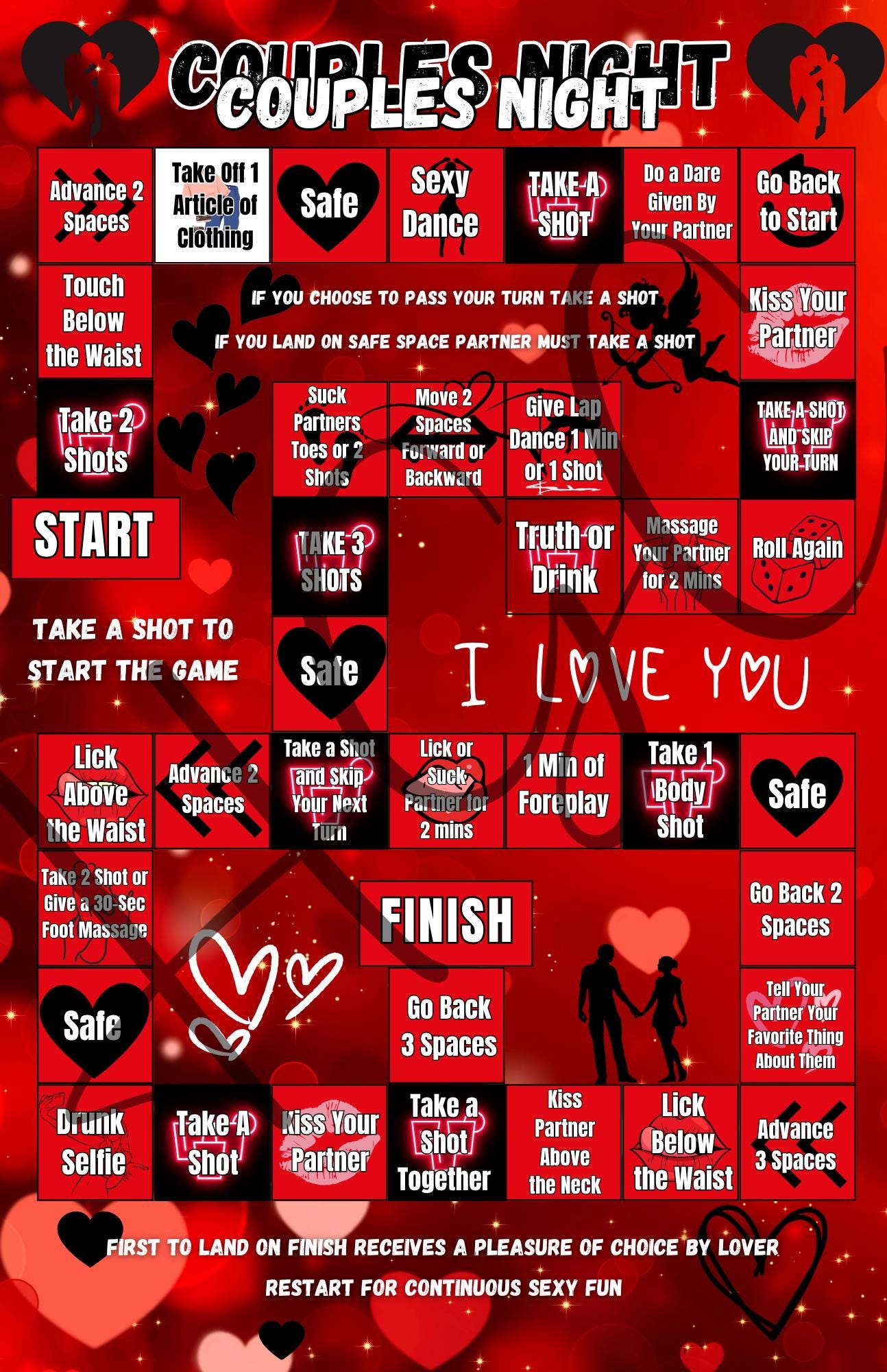 Couples Game Board: Flirty Date Night Fun (digital Download, Canva ...