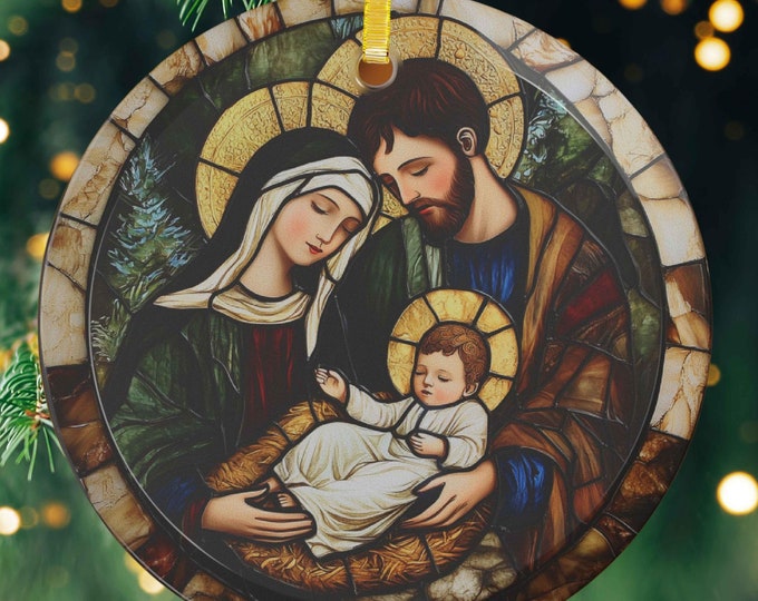 Nativity Scene Ornament, Christmas Tree Decoration, Religious Christmas ...