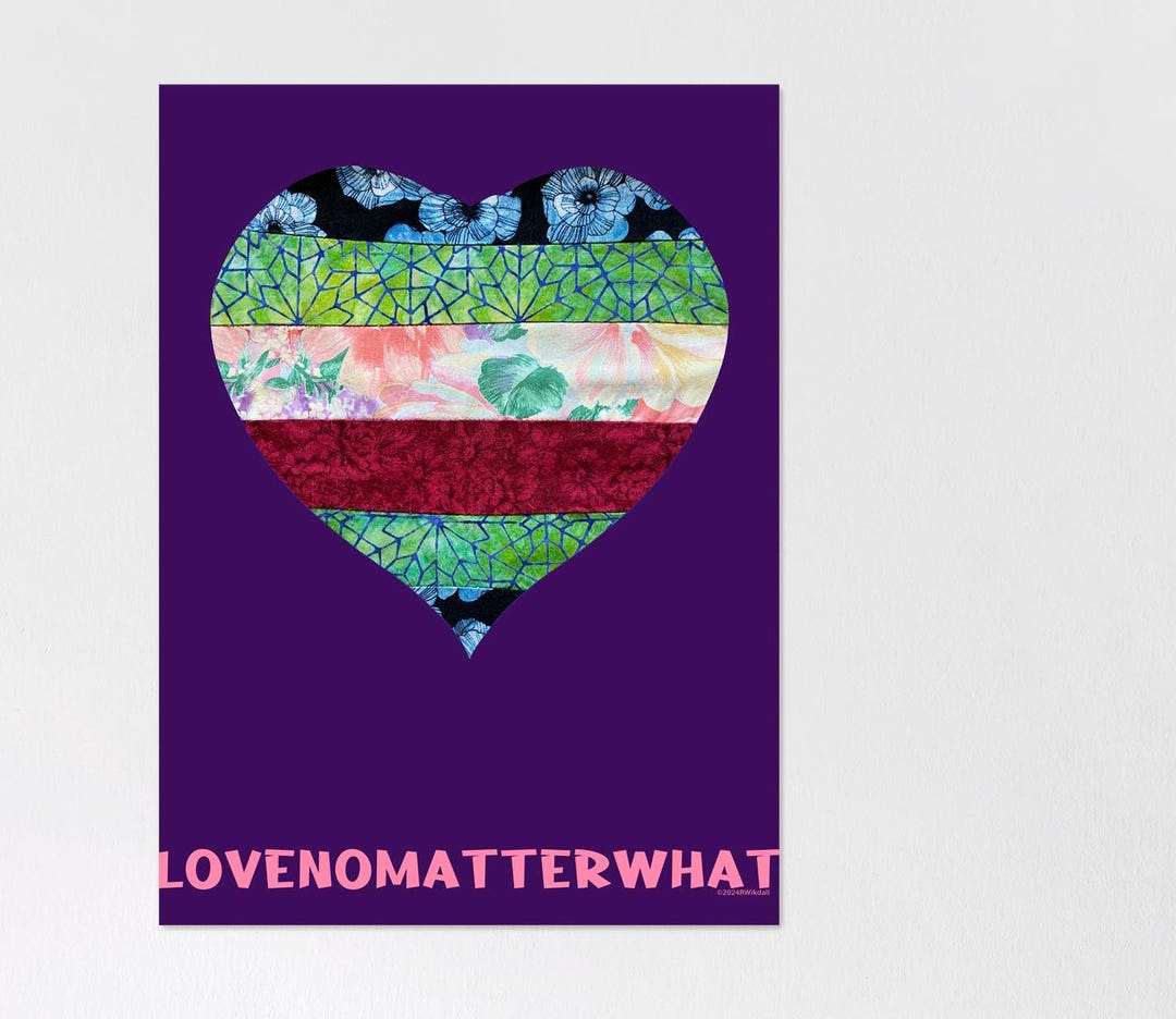 Floral Quilt Heart Poster With Nostalgia Vibes I Heart-shaped Wall ...