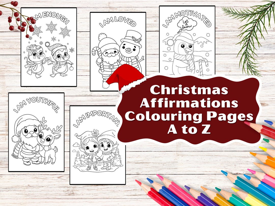 Christmas Scenery Affirmation Coloring Page/26 Pages to Download ...
