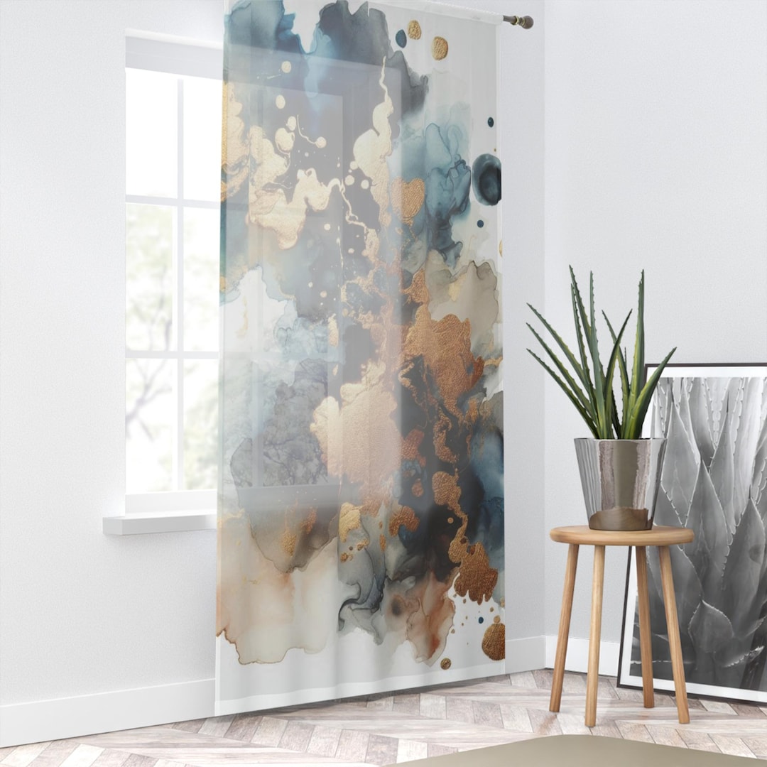 Metallic One Window Curtain, Luxury Home Decor, Elegant Drapery Panel ...