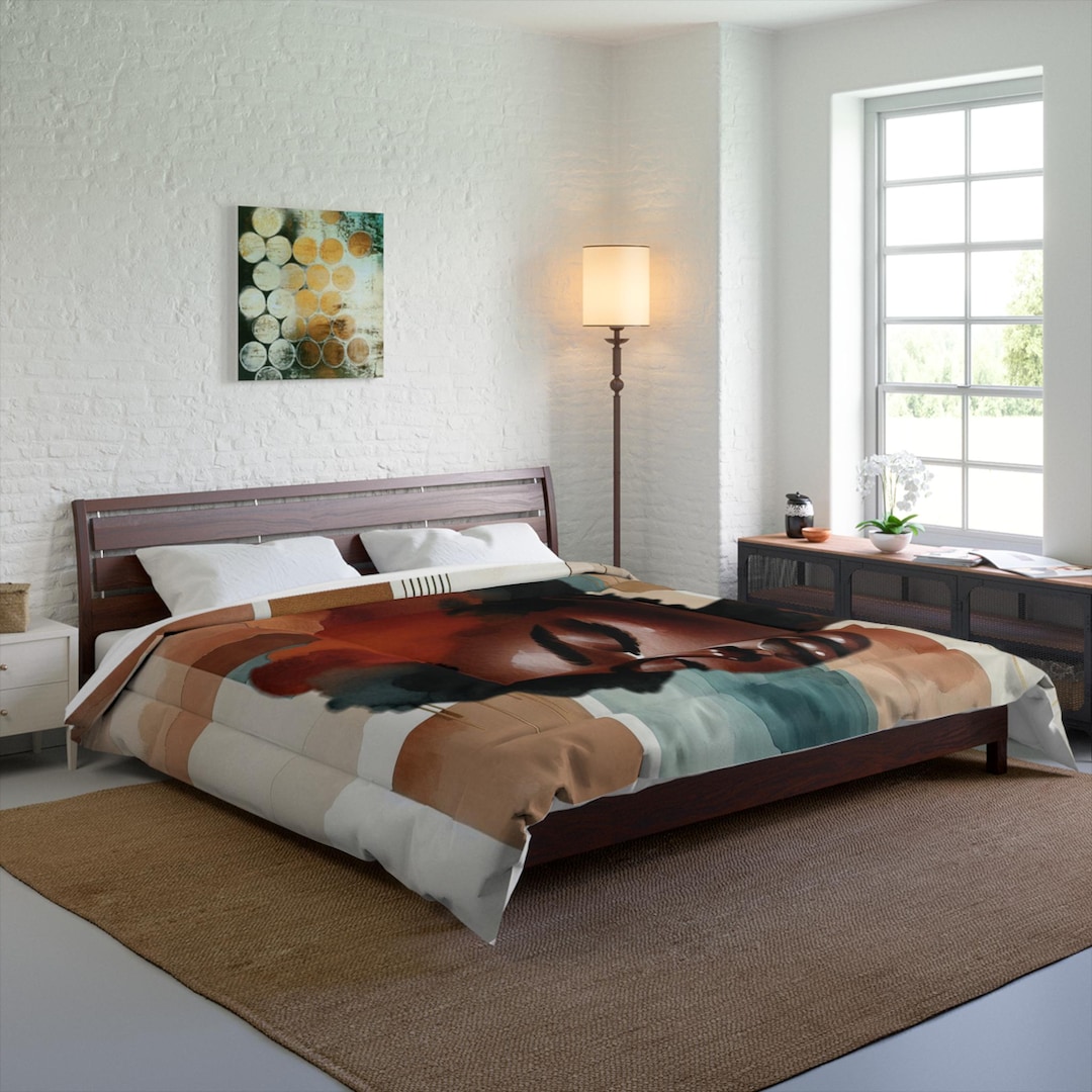 Afrocentric Let Go Let It Flow Comforter Set - Block Print Bedding ...