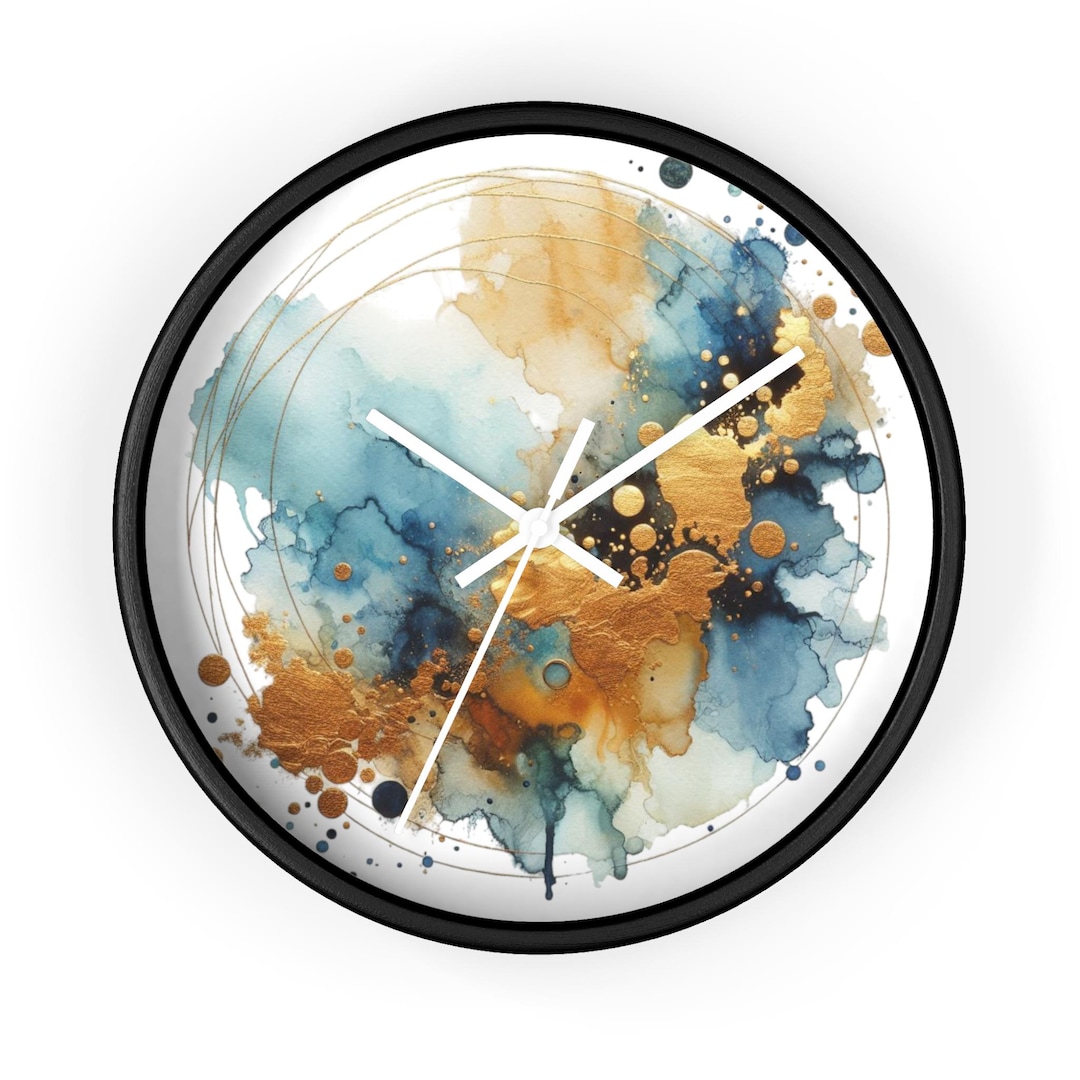 Teal Gold Wall Clock - Modern Home Decor, Unique Office Clock, Elegant ...