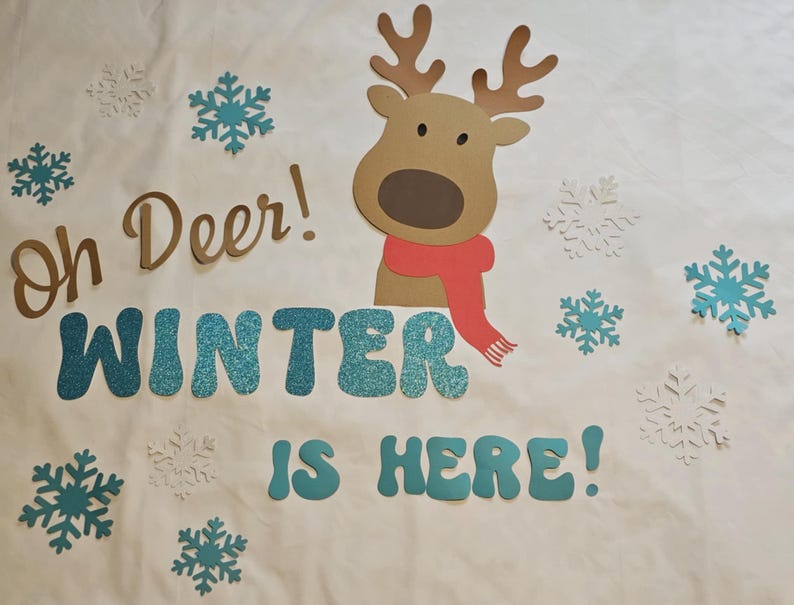 Oh Deer, Winter is Here Holiday Bulletin Board Cut Out - Etsy