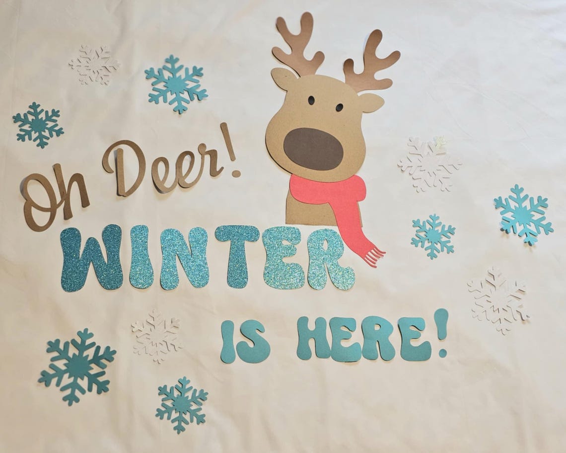 Oh Deer, Winter is Here Holiday Bulletin Board Cut Out - Etsy