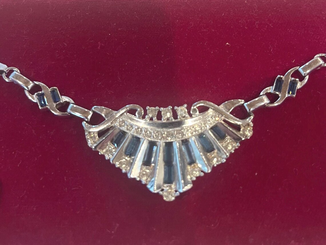 Beautiful Vintage Lustern (louis Stern Co.) Art Deco Blue Baguette and ...