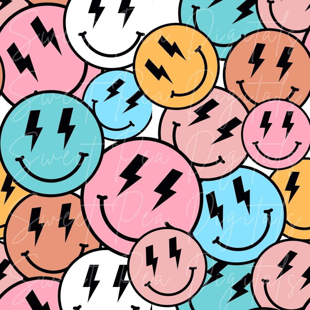 Retro Smiley Face Seamless File Rainbow Smiley Face Seamless File Retro ...