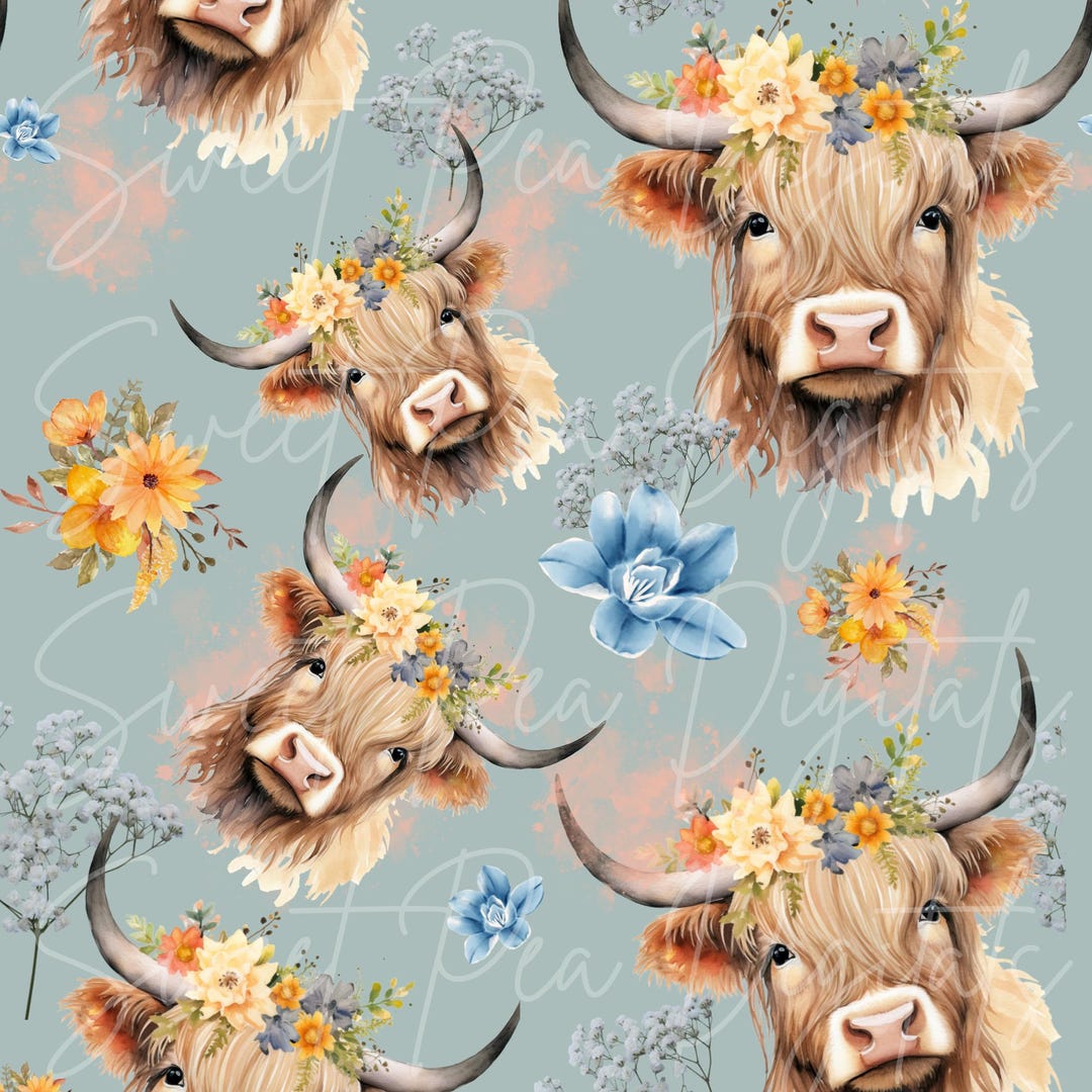 Highland Cow Seamless File | Highland Cow Repeat Pattern for ...